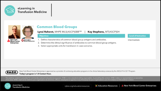 eLearning in Transfusion Medicine - New York Blood Center Enterprises
